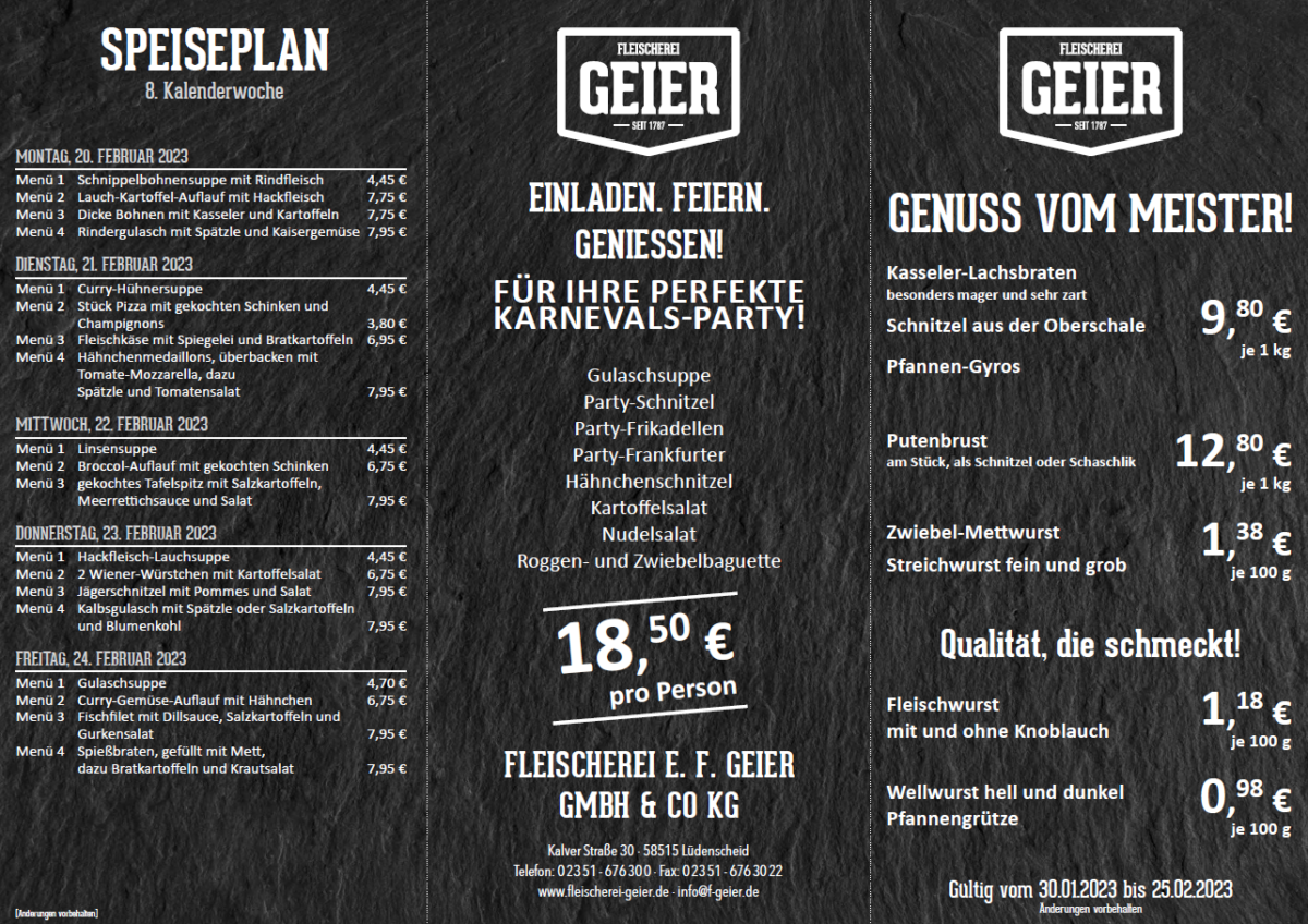 Mittagstisch | E.F. Fleischerei Geier